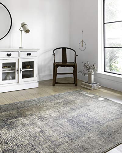Loloi Teagan Collection 7'-11" x 10'-6" Area Rug in Denim/Slate - Large Area Rug, Soft Neutral Rug, High-Traffic Area Rug for Living Room, Bedroom, Home Office, Dining Area