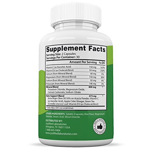 Justified Laboratories Active Keto Max ACV Pills 1275MG Formulated with Apple Cider Vinegar Keto Support Blend 60 Capsules (180 Count (Pack of 3))