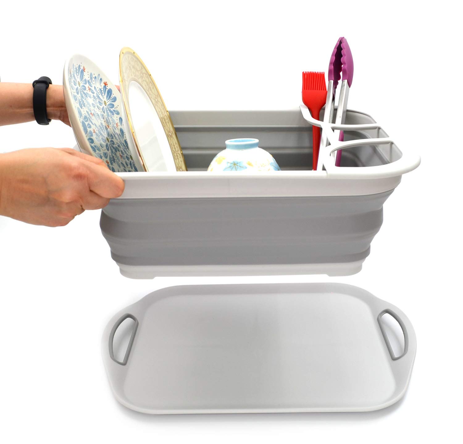 SAMMART Collapsible Dish Drainer (Grey, 1)
