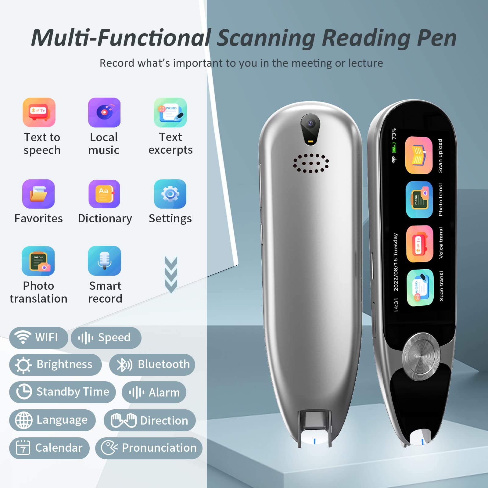 Birgus Reader Pen OCR Digital Translation Pen Scanner 112 Language Translator Device Dictionary Pen, Text Extract, Scanning Translation Pen for Dyslexia Text to Speech Multilingual Translation Device