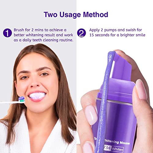 Purple Teeth Whitening, Tooth Stain Removal, Teeth Whitening Booster, Purple Whitening Tooth Foam, Purple Toothpaste(50ml)