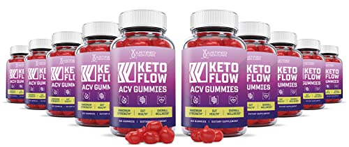 Justified Laboratories (10 Pack) Keto Flow ACV Gummies 1000MG with Pomegranate Juice Beet Root B12 600 Gummys