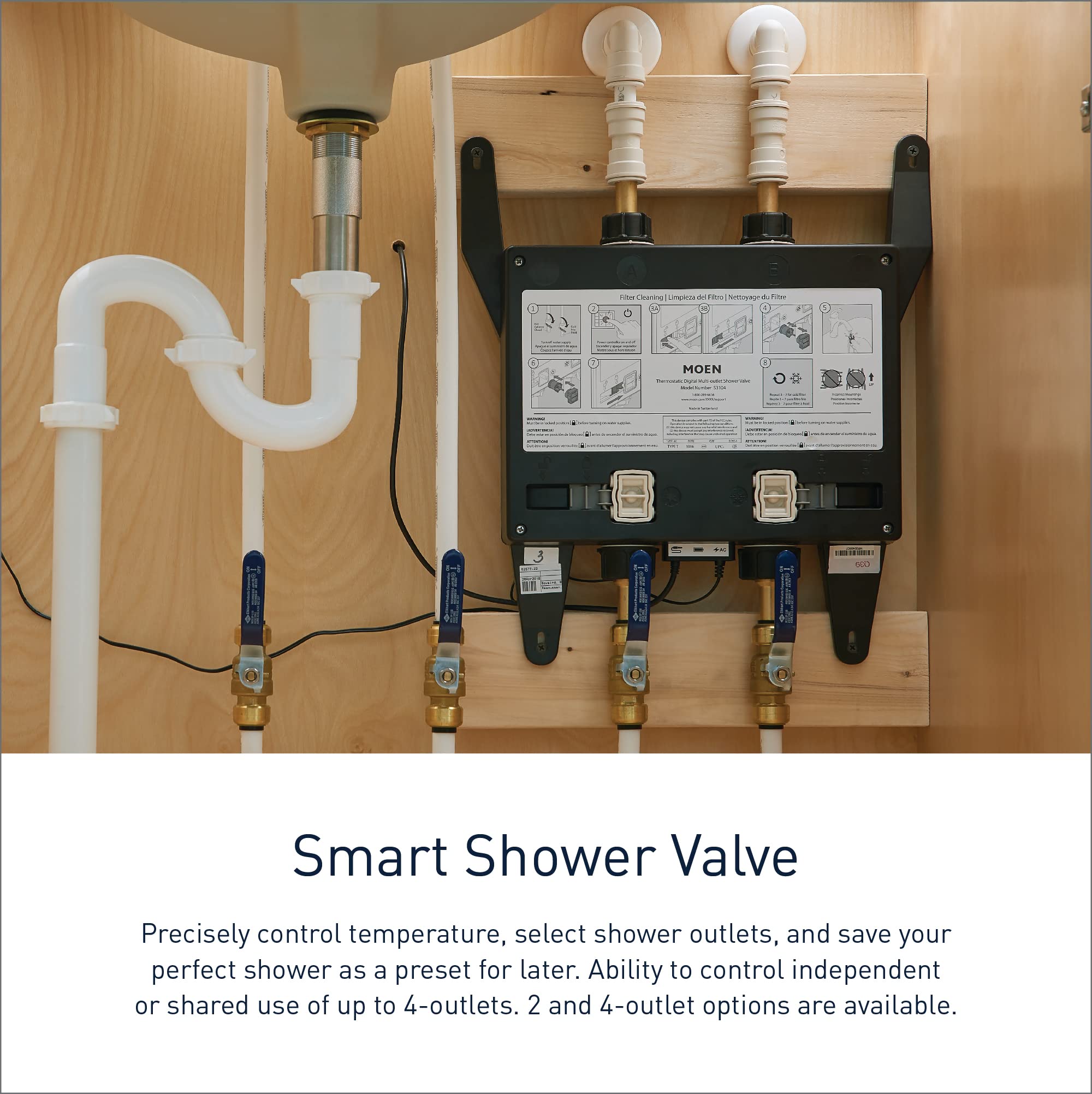 Moen 179573 Bathroom Shower U by Moen Digital Shower Backup Battery Kit with Moen S3102 Bathroom Shower U by Moen Digital Shower Valve 2-Outlet