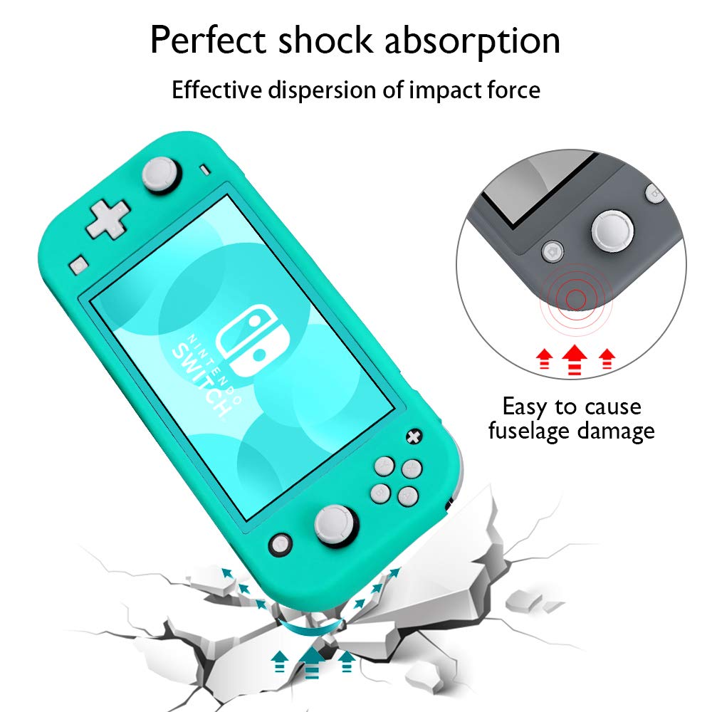 Silicone Case for Nintendo Switch Lite, Anti-Shock, Anti-Scratch and Non-Slip Protective Cover with Ergonomic Grip Design, Drop Protection Grip Case for Nintendo Switch Lite - Turquoise