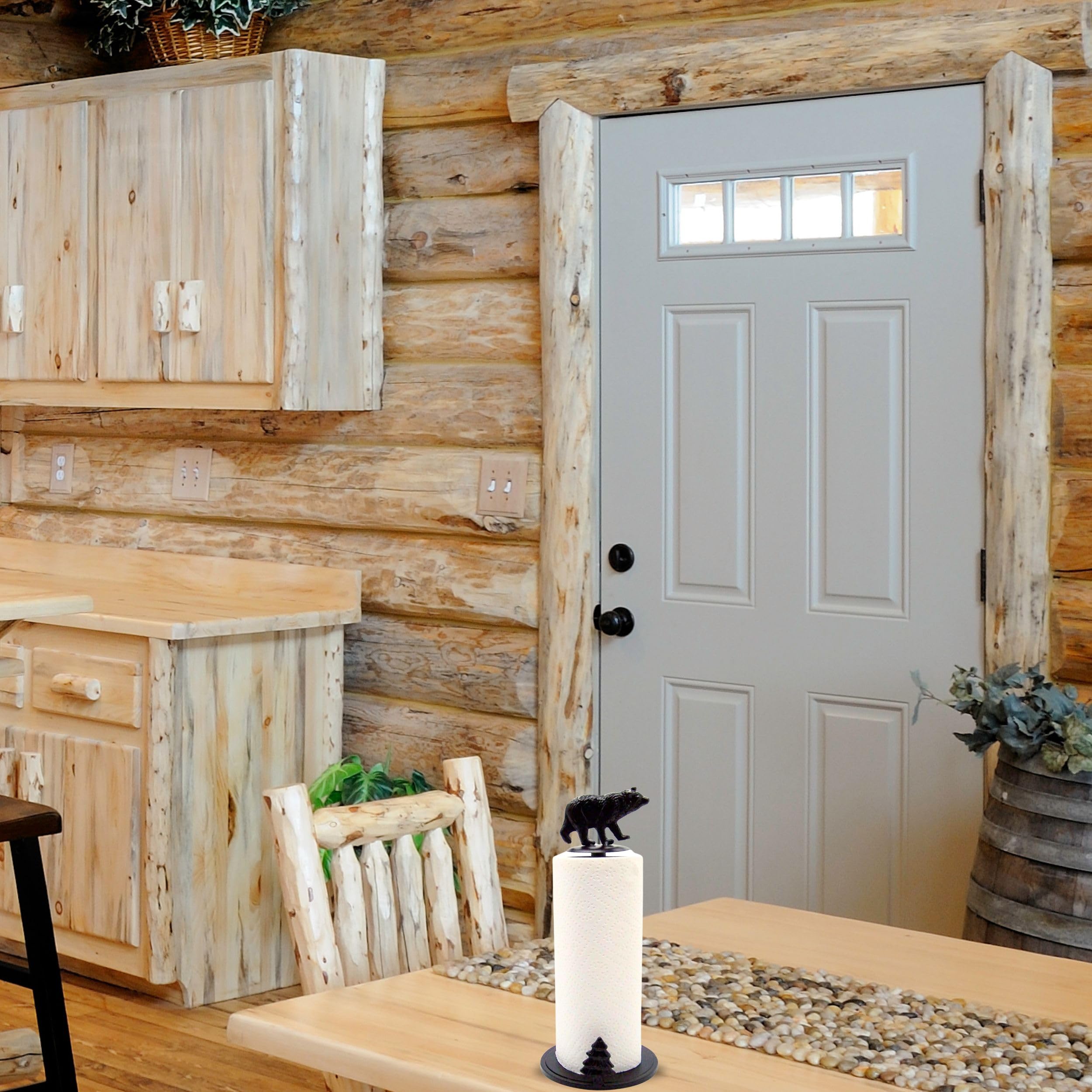 Bear Metal Paper Towel Holder Cabin Lodge Rustic Style