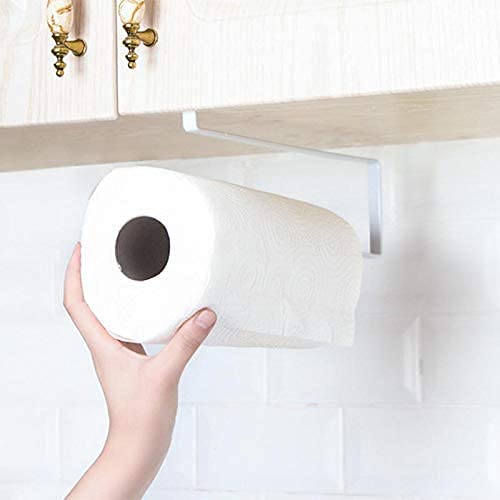 Mihao 2 Packs Kitchen Cabinet Cupboard Under Shelf Storage Paper Towel Roll Holder Dispenser Napkins Rack, White