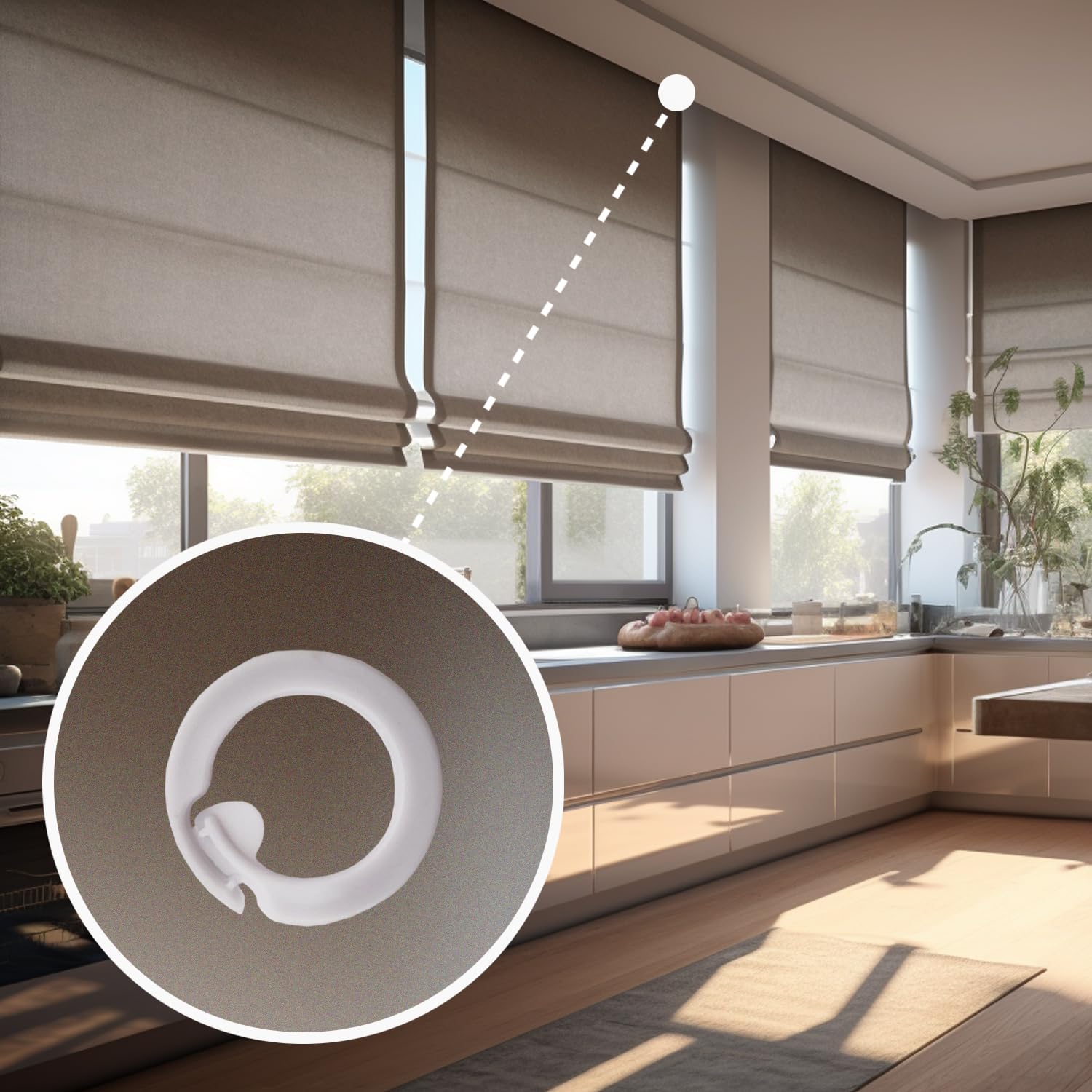 Amazing Drapery Hardware Premium Plastic Roman Shade Split Rings, 100 Pack - Premium White Finish, UV-Resistant - Versatile and Easy-to-Use for Window Valances and Shades