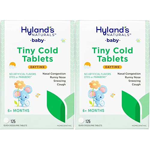 Hyland's Baby Tiny Cold Tablets, Natural Relief of Runny Nose, Congestion, and Occasional Sleeplessness Due to Colds, 125 Quick-Dissolving Tablets (Pack of 2)