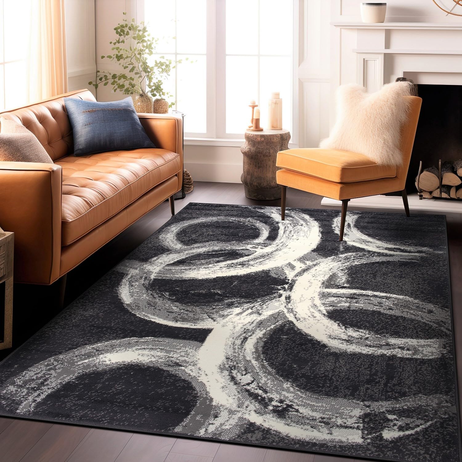 Rugshop Contemporary Bohemian Soft Area Rug 8' x 10' Dark Gray