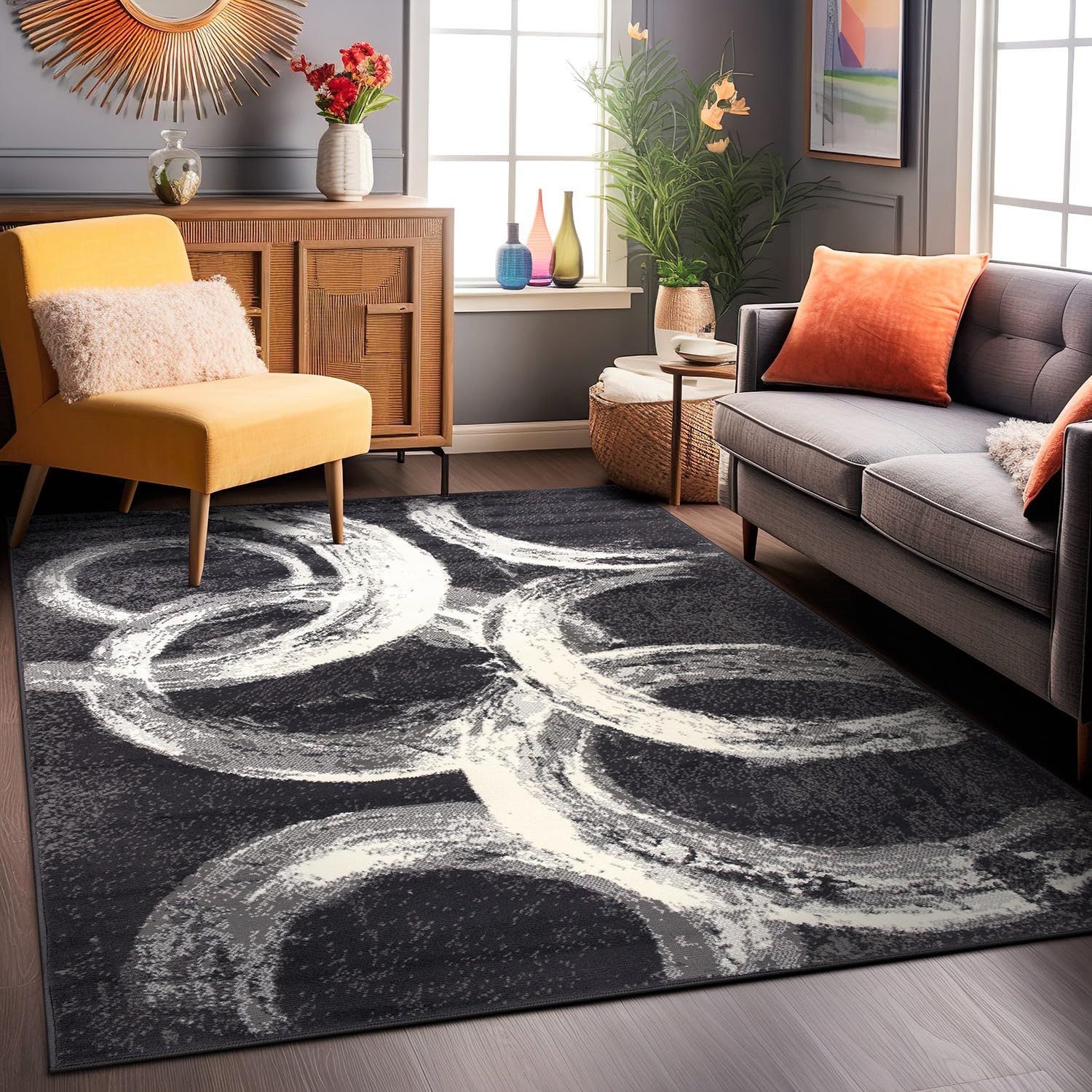 Rugshop Contemporary Bohemian Soft Area Rug 8' x 10' Dark Gray