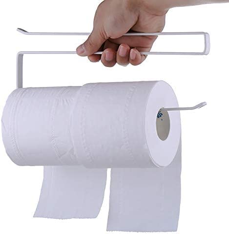 Mihao 2 Packs Kitchen Cabinet Cupboard Under Shelf Storage Paper Towel Roll Holder Dispenser Napkins Rack, White