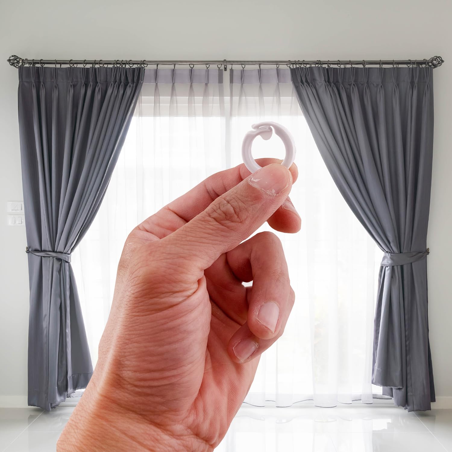 Amazing Drapery Hardware Premium Plastic Roman Shade Split Rings, 100 Pack - Premium White Finish, UV-Resistant - Versatile and Easy-to-Use for Window Valances and Shades