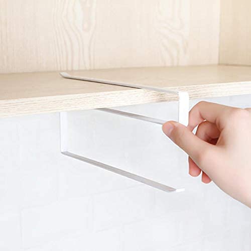 Mihao 2 Packs Kitchen Cabinet Cupboard Under Shelf Storage Paper Towel Roll Holder Dispenser Napkins Rack, White