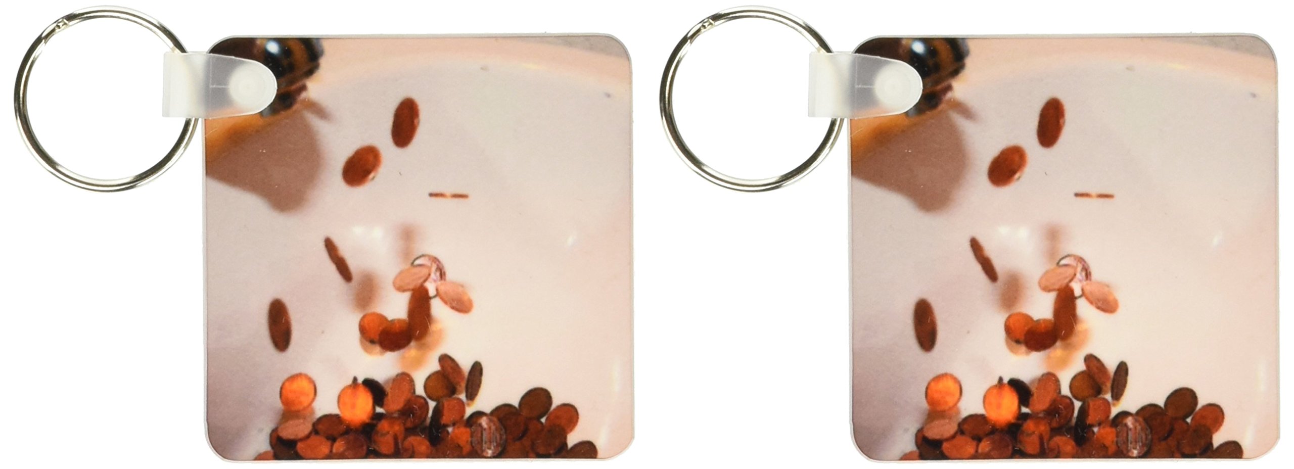 3dRose a White Porcelain Kitchen Sink with Copper Pennies That Appear to Be Coming Out of The Faucet Key Chains, Set of 2 (kc_50515_1)
