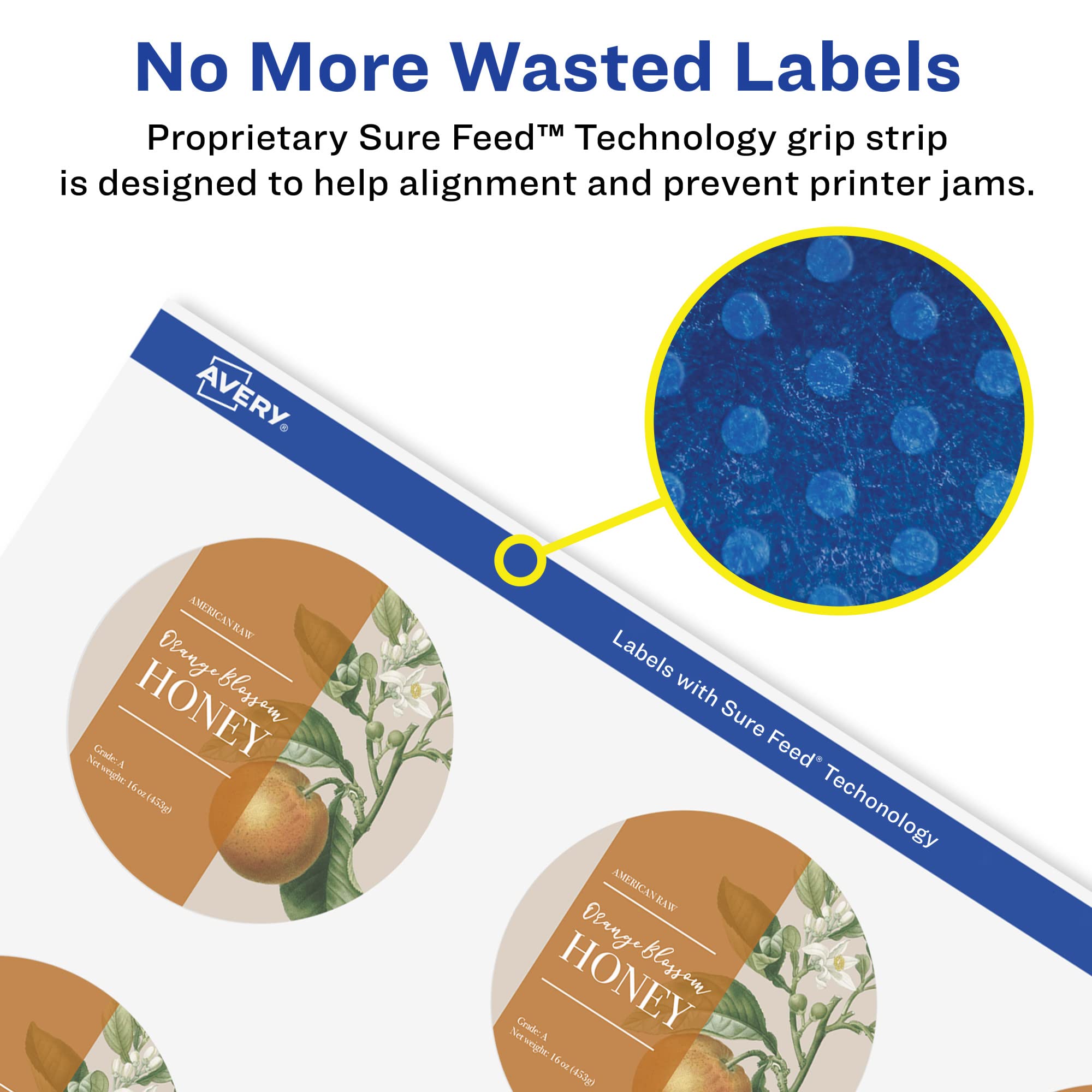 Avery Waterproof Round Labels with Sure Feed, Print to the Edge, 3" Diameter, 150 White Labels (36591)