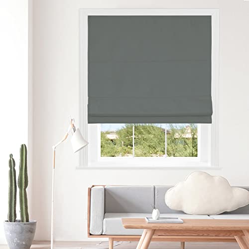 SUNFREE Cordless Roman Shades for Windows, Blackout Room Darkening Roman Blinds, Thermal Insulated Window Blinds Treatment, Washable Roman Blind for Living Room, Bedroom, Kitchen, 34" x 64", Grey
