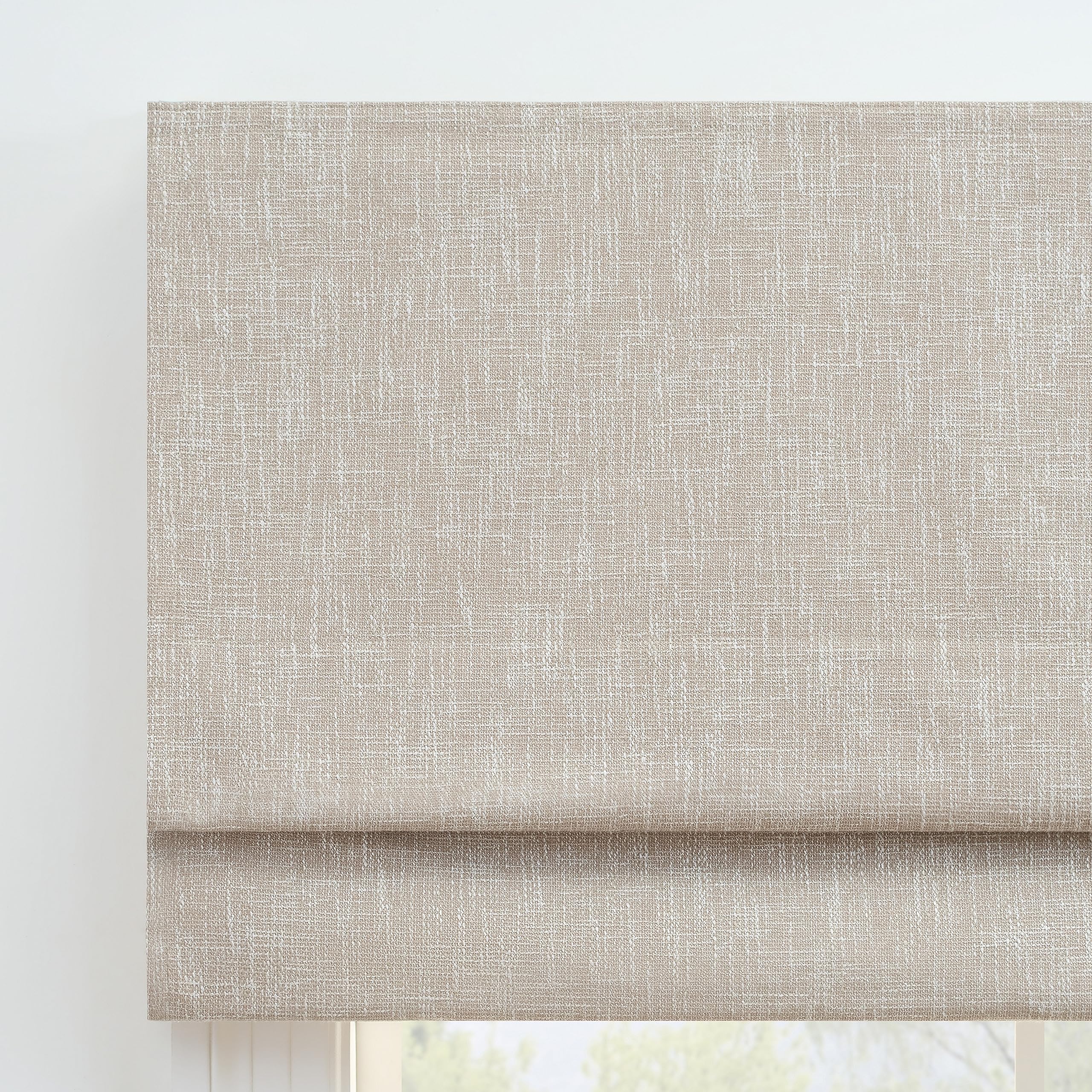 Eclipse Drew Roman Shades for Windows, Cordless 100% Blackout Shades, 23 in Wide x 64 in Long, Noise Reducing, Energy Efficient and Textured Solid Window Shades for Living Room, Bedroom, Linen