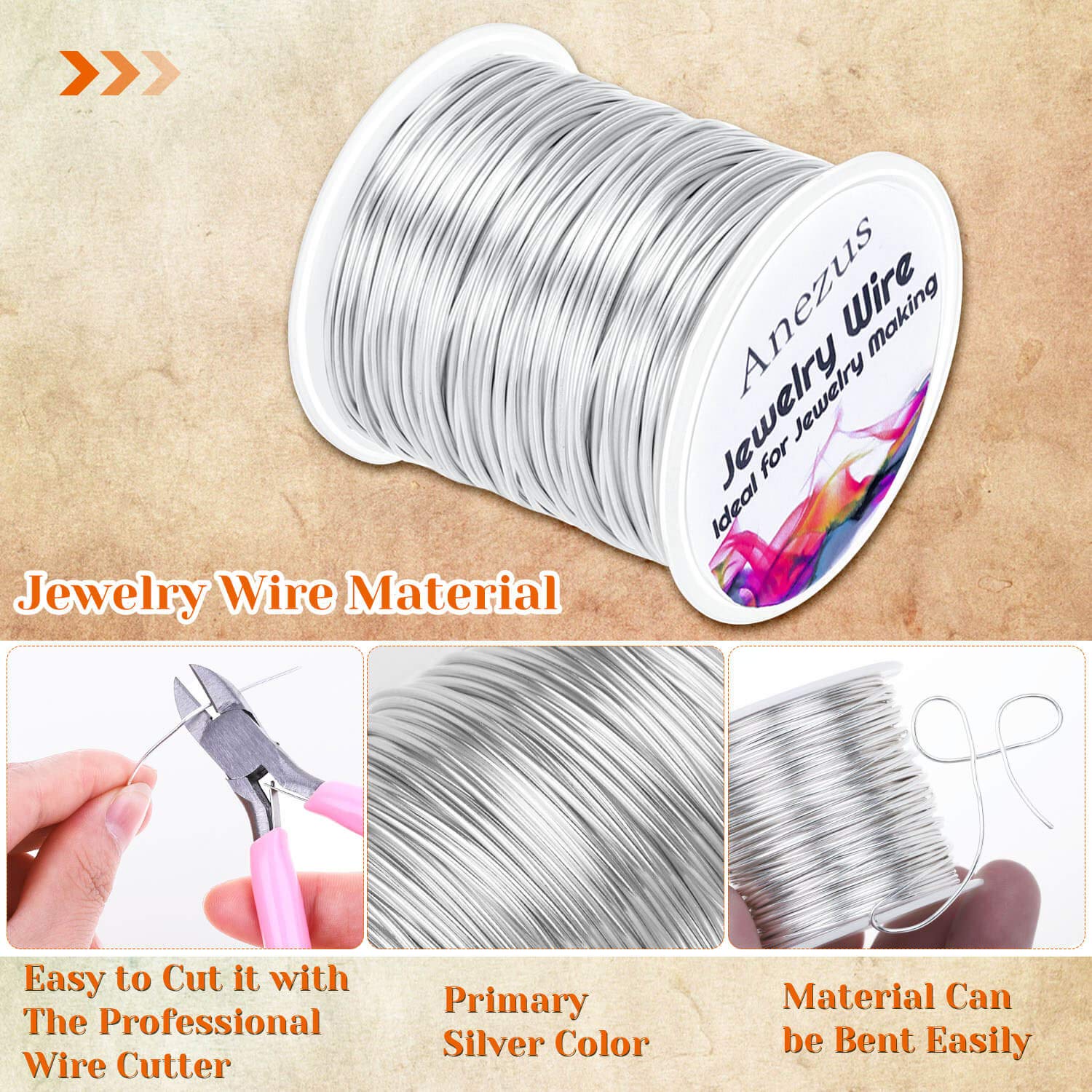 anezus 20 Gauge Jewelry Wire, Craft Wire Tarnish Resistant Copper Beading Wire for Jewelry Making Supplies and Crafting (Silver)