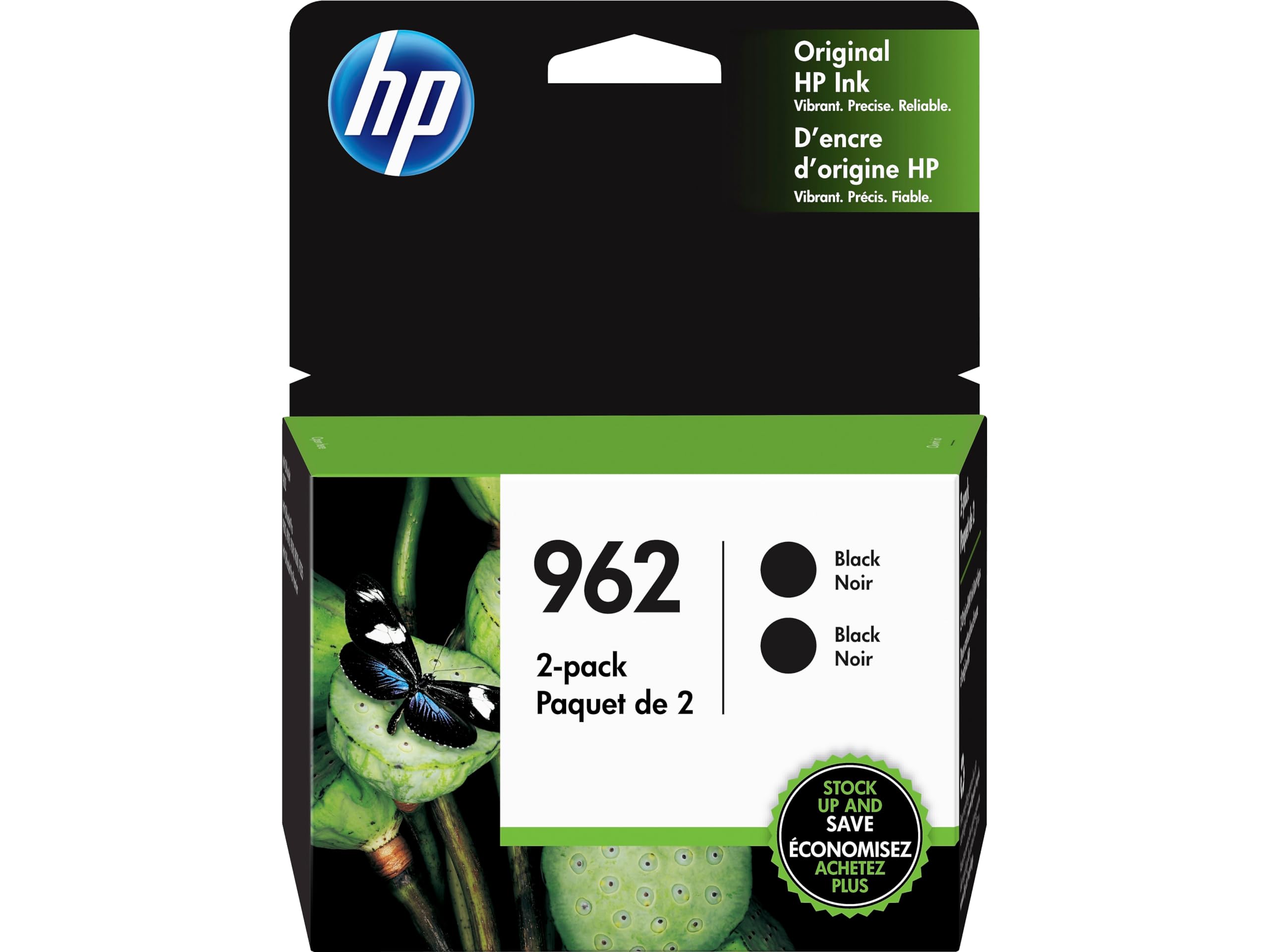 HP 962 | 2 Ink Cartridges | Black | Works with HP OfficeJet Pro 9000 Series | 3JB33AN