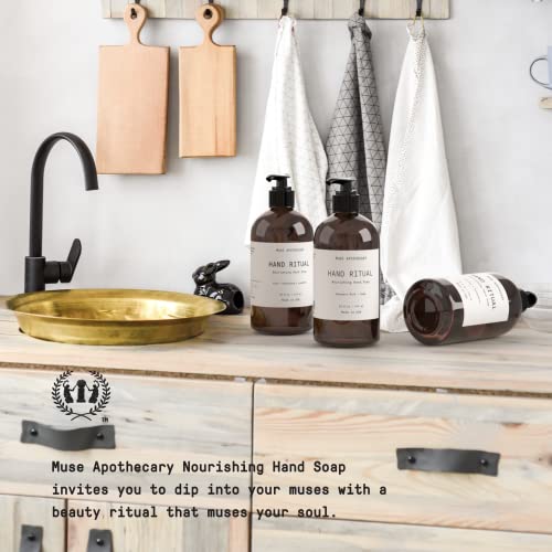 Muse Bath Apothecary Hand Ritual - Aromatic and Nourishing Hand Soap, Infused with Natural Aromatherapy Essential Oils - 16 oz, Coconut + Sandalwood, 2 Pack