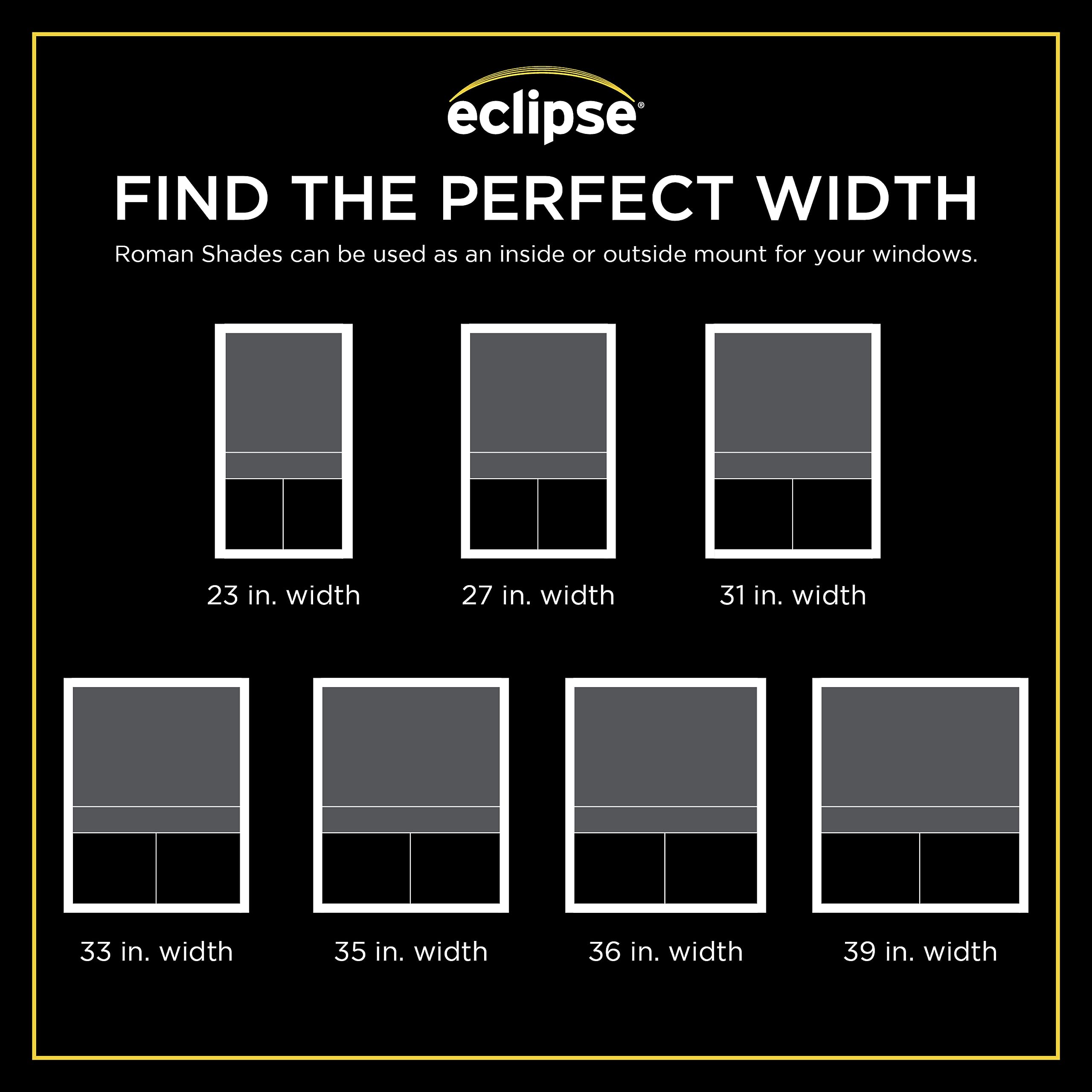 Eclipse Drew Roman Shades for Windows, Cordless 100% Blackout Shades, 23 in Wide x 64 in Long, Noise Reducing, Energy Efficient and Textured Solid Window Shades for Living Room, Bedroom, Linen