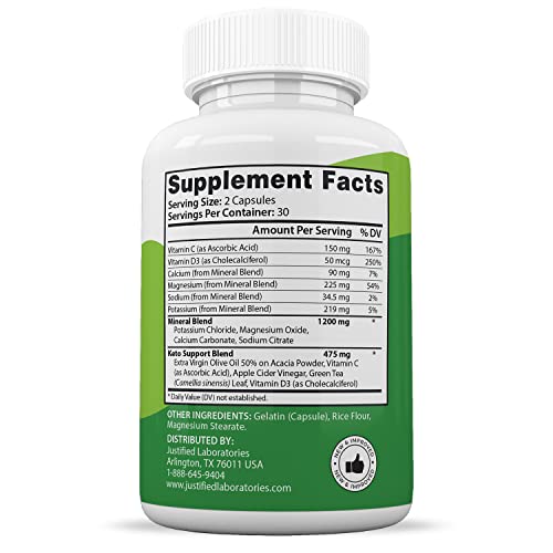Justified Laboratories Active Keto ACV Max Pills 1675 MG Formulated with Apple Cider Vinegar Keto Support Blend 60 Capsules