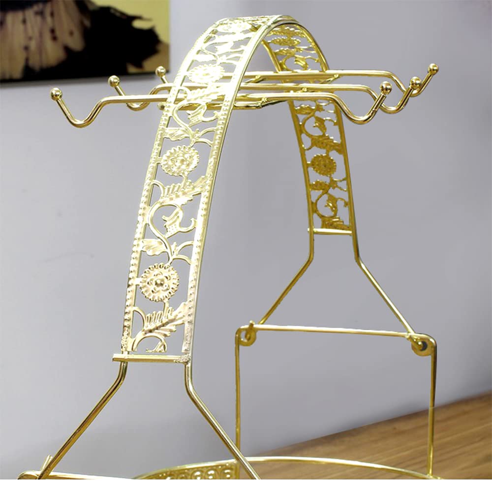 fanquare Mug Holder, Golden Coffee Mug Rack, Metal Cup Holder Stand, Coffee Mug Drainer with 6 Mug Hooks, Storage Drying Rack for Counter