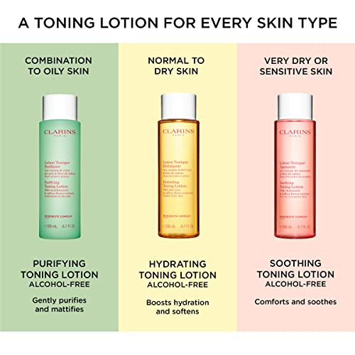 Clarins Purifying Toning Lotion | Less Oily Skin After 14 Days of Use* | Cleanses, Hydrates, Purifies, Mattifies and Balances Skin's Microbiota | Contains Witch Hazel | Combination To Oily Skin Types