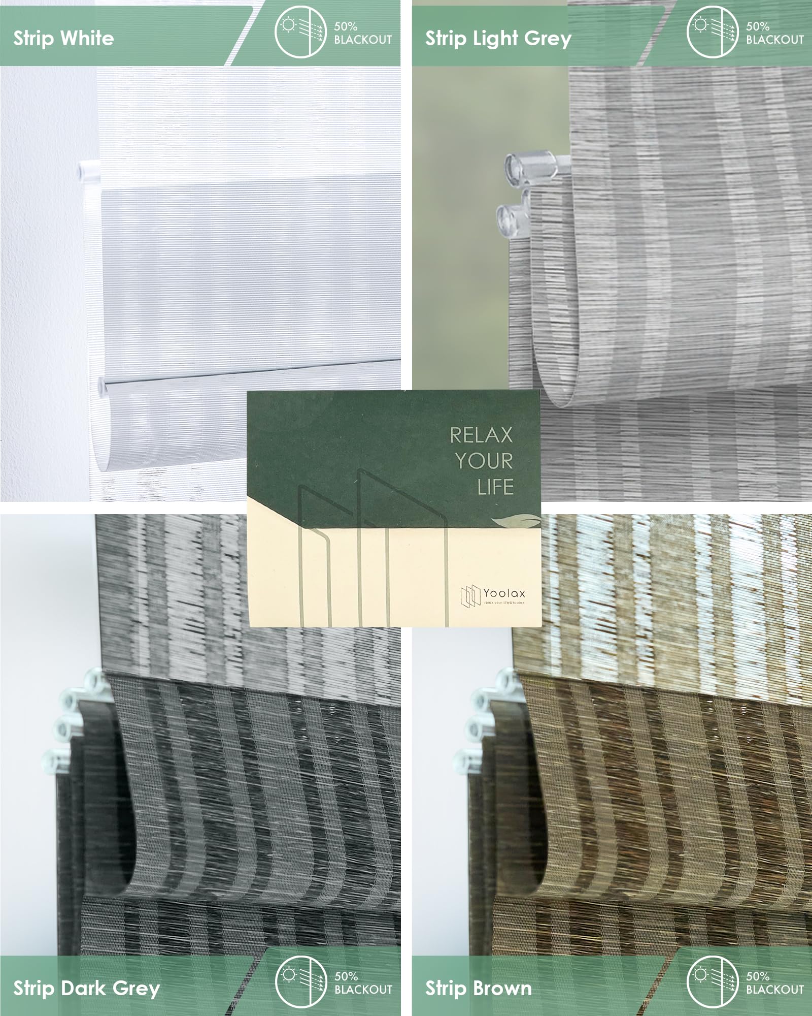 Yoolax Motorized Roman Shade Half-Shading Classic Fold Smart Blind Capable with Alexa & Google Home, Electric Window Shade Customize, Fabric Samples of Motorized Roman Shade, Multi-Color