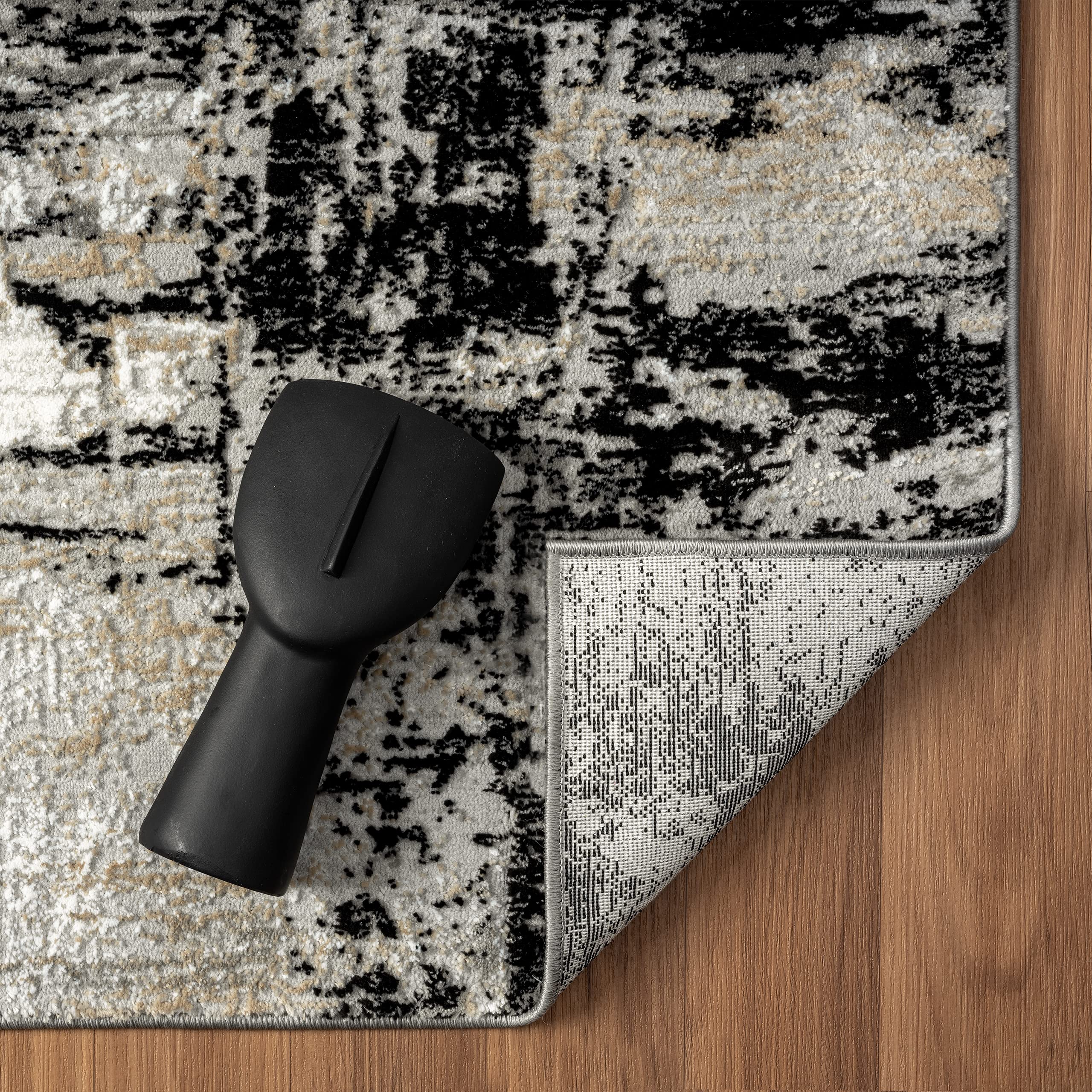LUXE WEAVERS Distressed Abstract Gray 8x10 Area Rug, Non-Shedding Carpet