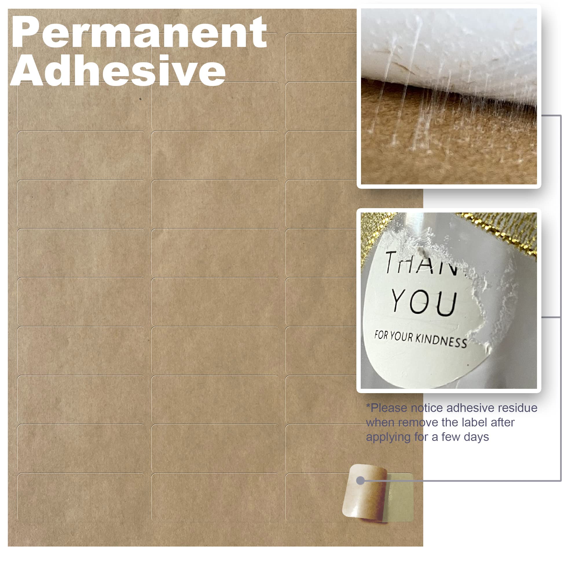 Mr-Label 1" x 2-5/8" Kraft Brown Rectangle Labels – Permanent Adhesive Blank Labels for Inkjet & Laser Printer – for Envelope | Gift Bag | Bottle | Handmade (10 Sheets|300 Labels)
