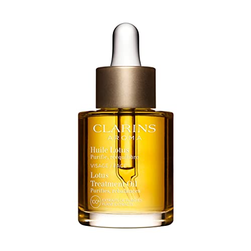 Clarins Lotus Face Treatment Oil | Hydrates, Tones and Balances Skin| Minimizes Fine Lines | Skin Is Immediately Velvety* | 100% Natural Plant Extracts | Oily To Combination Skin Types | 1 Fluid Ounce