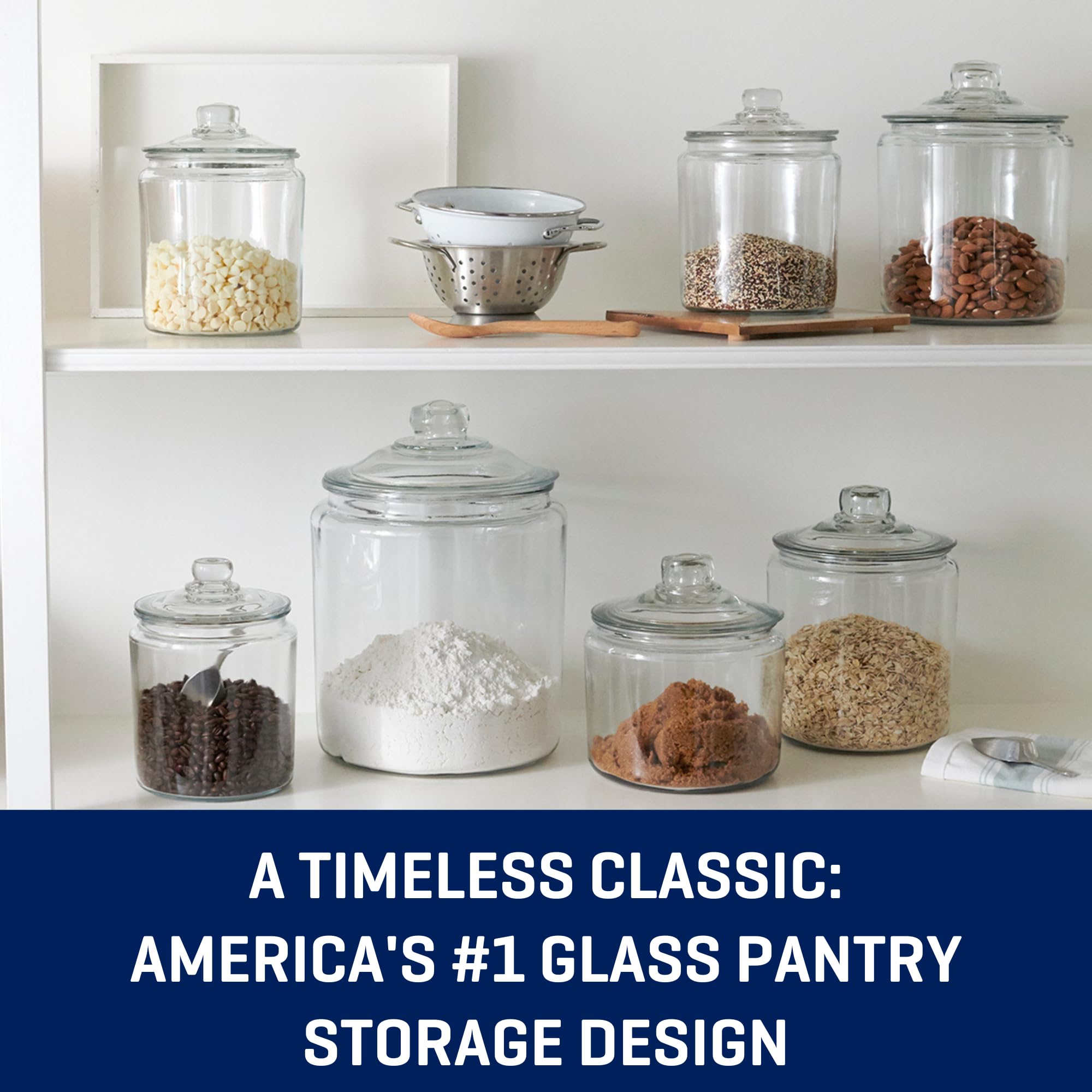 Anchor Hocking 1 Gallon Heritage Hill Glass Jar with Lid (4 piece, all glass, dishwasher safe)