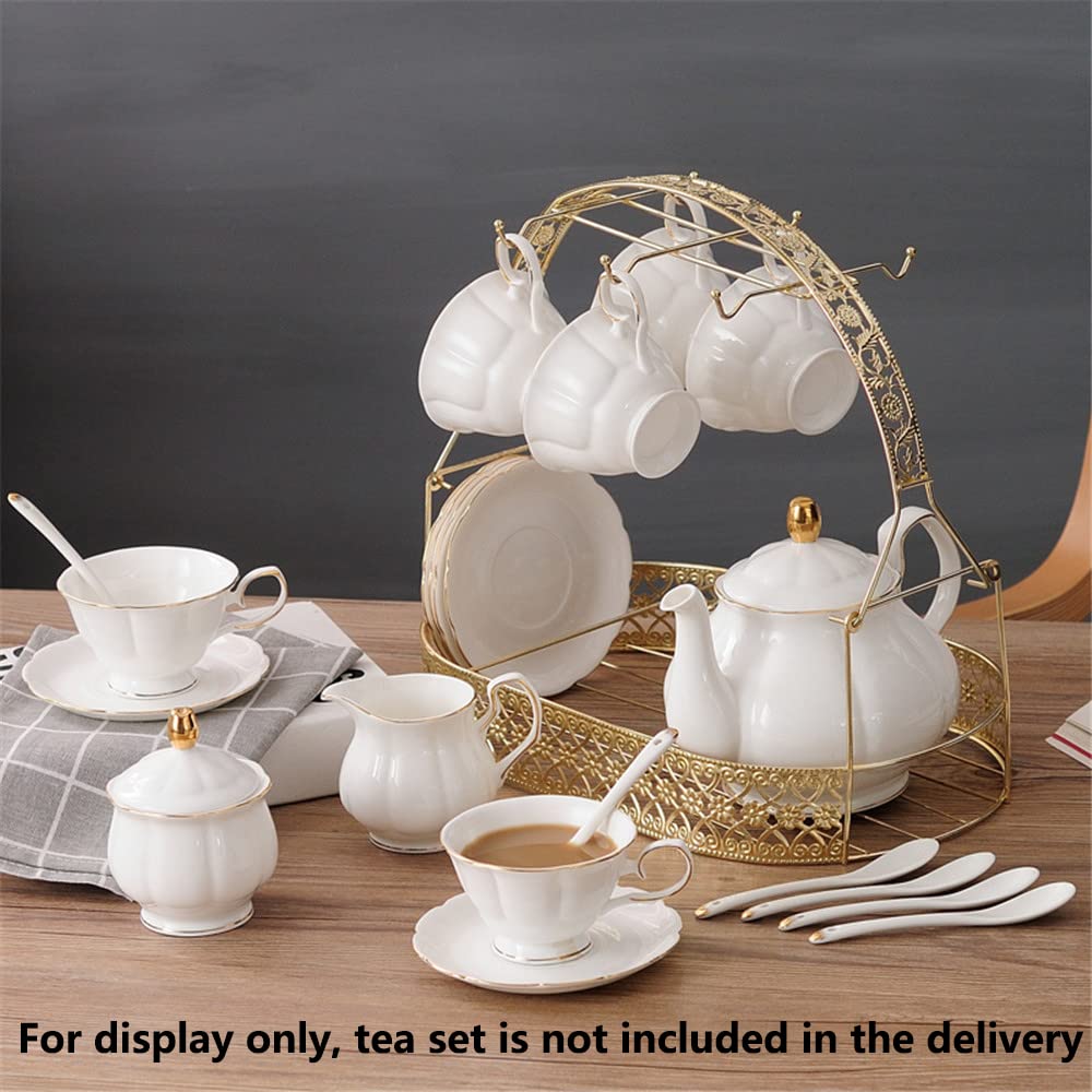 fanquare Mug Holder, Golden Coffee Mug Rack, Metal Cup Holder Stand, Coffee Mug Drainer with 6 Mug Hooks, Storage Drying Rack for Counter