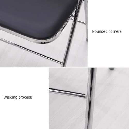 EDLE Electroplating Folding Chair,Home Reclining Chair,Dining Chair,Office Conference Chair,for Home,Office (Color : Black)