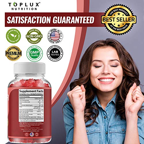 Toplux Apple Cider Vinegar Gummies - 1000mg ACV with B12, Beet Root, Pomegranate for Immune System, Detox & Cleanse, Gummy Alternative to Apple Cider Vinegar Capsules, for Men Women 2X Pack