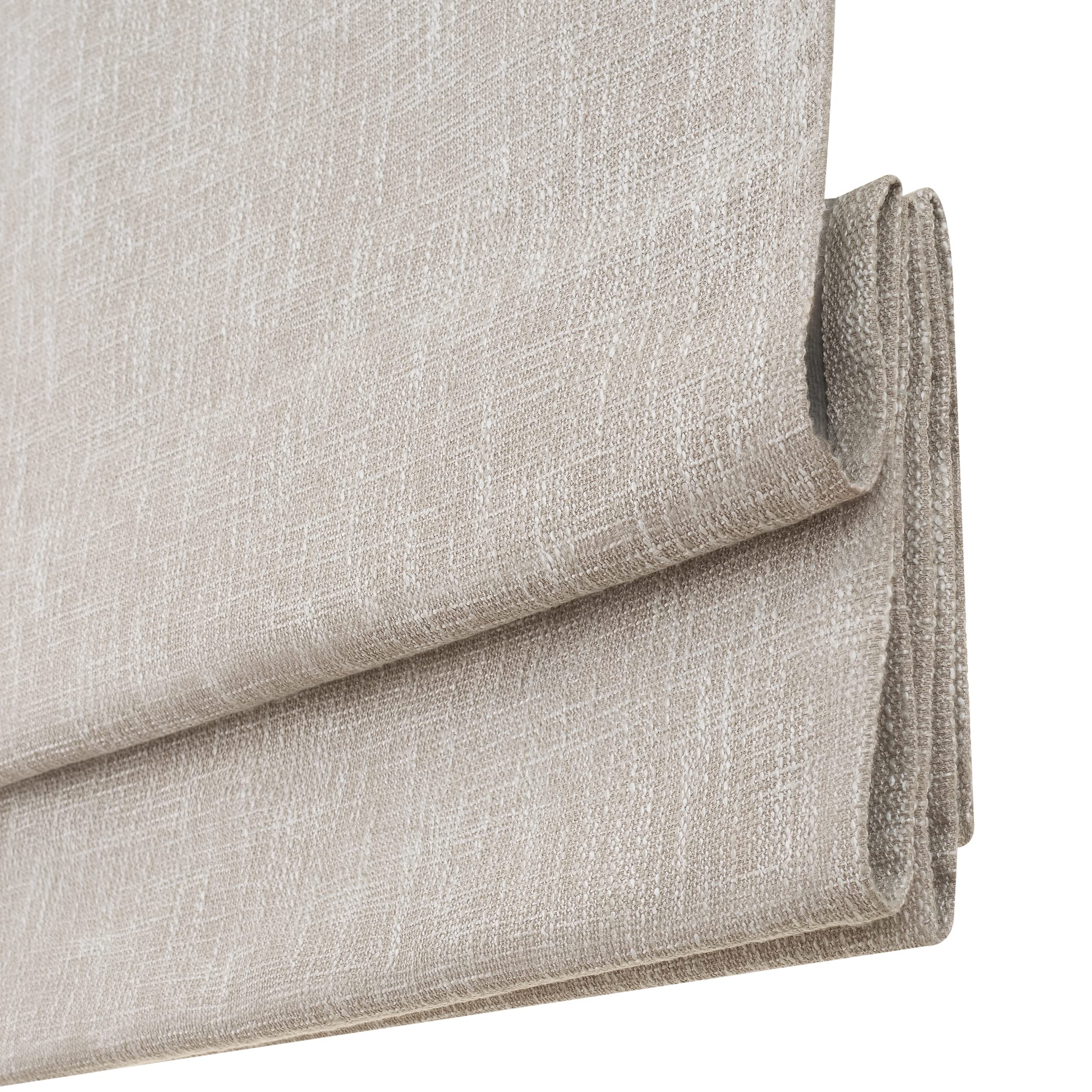 Eclipse Drewton Motorized 100% Blackout Cordless 35 in Wide x 64 in Long Textured Roman Shade in Linen