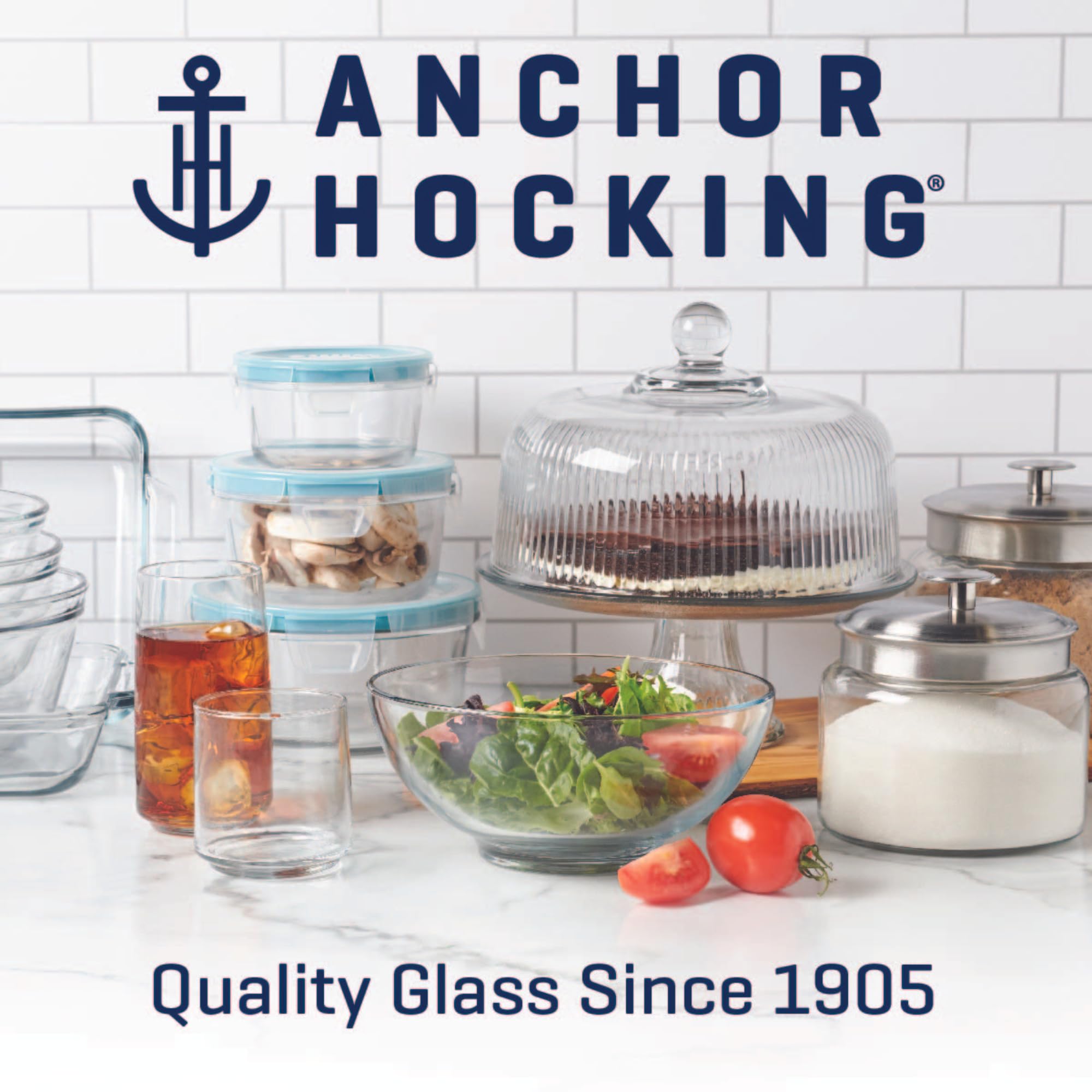 Anchor Hocking 1 Gallon Heritage Hill Glass Jar with Lid (4 piece, all glass, dishwasher safe)