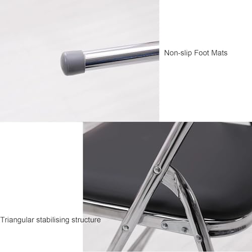 EDLE Electroplating Folding Chair,Home Reclining Chair,Dining Chair,Office Conference Chair,for Home,Office (Color : Black)
