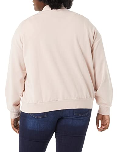 Daily Ritual Women's Terry Cotton and Modal Relaxed-Fit Quarter-Zip Sweatshirt, Light Pink, X-Large