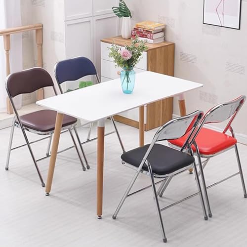 EDLE Electroplating Folding Chair,Home Reclining Chair,Dining Chair,Office Conference Chair,for Home,Office (Color : Black)