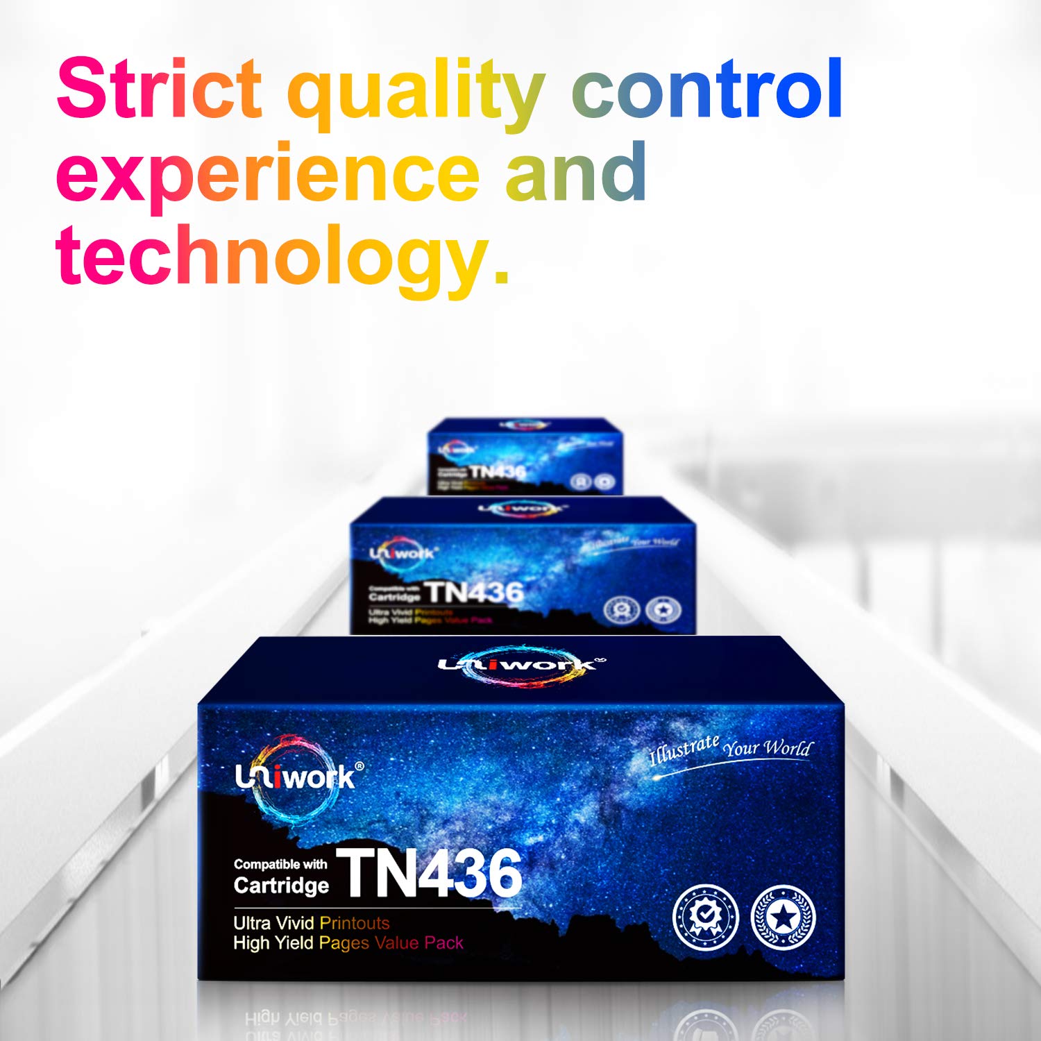 Uniwork Compatible Toner Cartridge Replacement for Brother TN436 TN 436 TN436BK TN433 use with MFC-L8900CDW HL-L8360CDW HL-L8260CDW MFC-L8610CDW MFC-L9570CDW HL-L9310CDW Printer Tray (4 Pack)