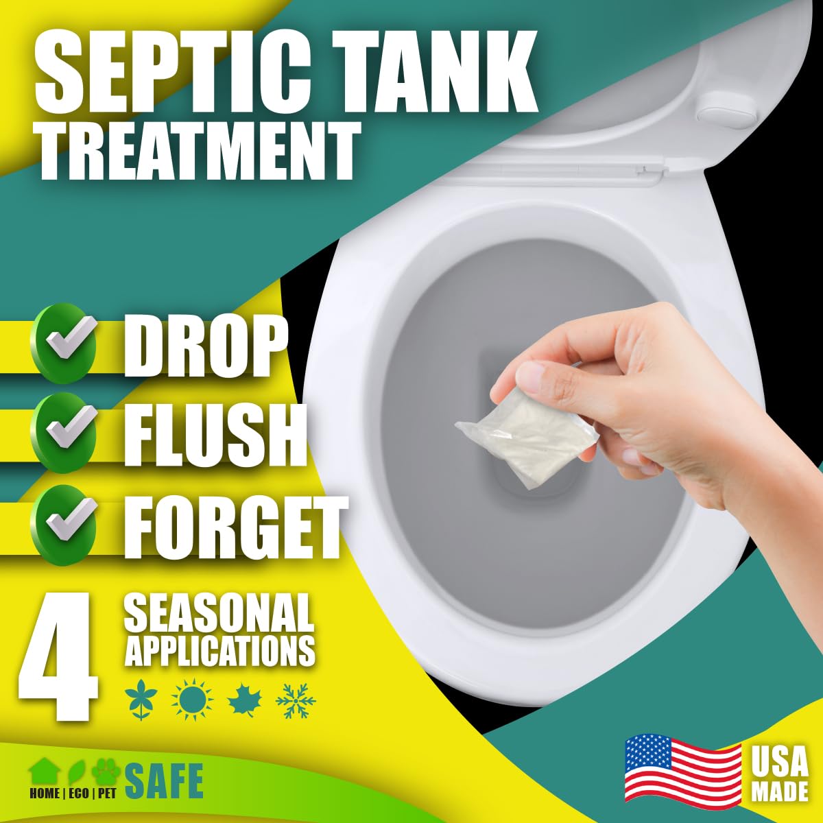 GREEN PIG 52 Live Tank Treatment Aids in The Breakdown of Septic Waste to Prevent Backups with Easy Dissolvable Flush, Consumer Strength