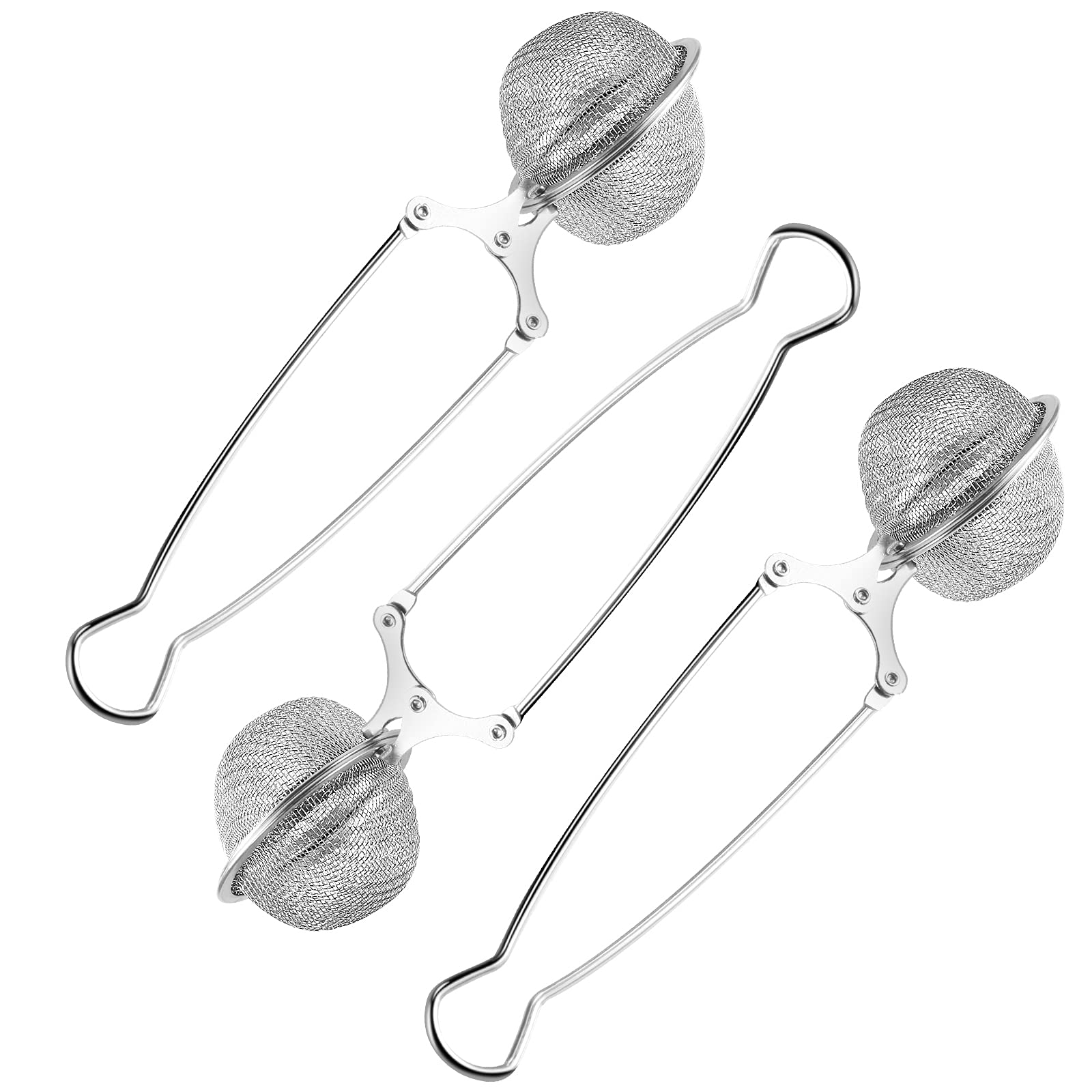 Snap Ball Tea Strainer, Exptolii 3 Pack Stainless Steel Tea Infuser Filter with Handle for Loose Leaf Tea, Spices, Seasonings