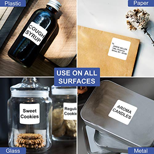 TYH Supplies White Matte Square Printer Labels 1.5 x 1.5 Inch, 2400 Labels, Laser & Inkjet, Strong Adhesive, Compatible with Avery 22805 Template