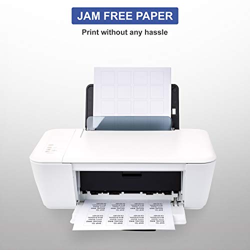 TYH Supplies White Matte Square Printer Labels 1.5 x 1.5 Inch, 2400 Labels, Laser & Inkjet, Strong Adhesive, Compatible with Avery 22805 Template