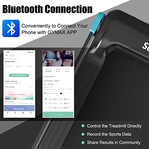 Goplus Folding Treadmill, Compact Superfit Treadmill with APP Control, Blue Tooth Speaker, 12 Preset Programs, LED Display and Device Holder, Walking Running Machine for Home Office (Navy)