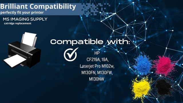 MS Imaging Supply Compatible Drum Replacement for HP CF219A, 19A, Works with: Laserjet Pro M102w, M130FN, M130FW, M130NW (Black)