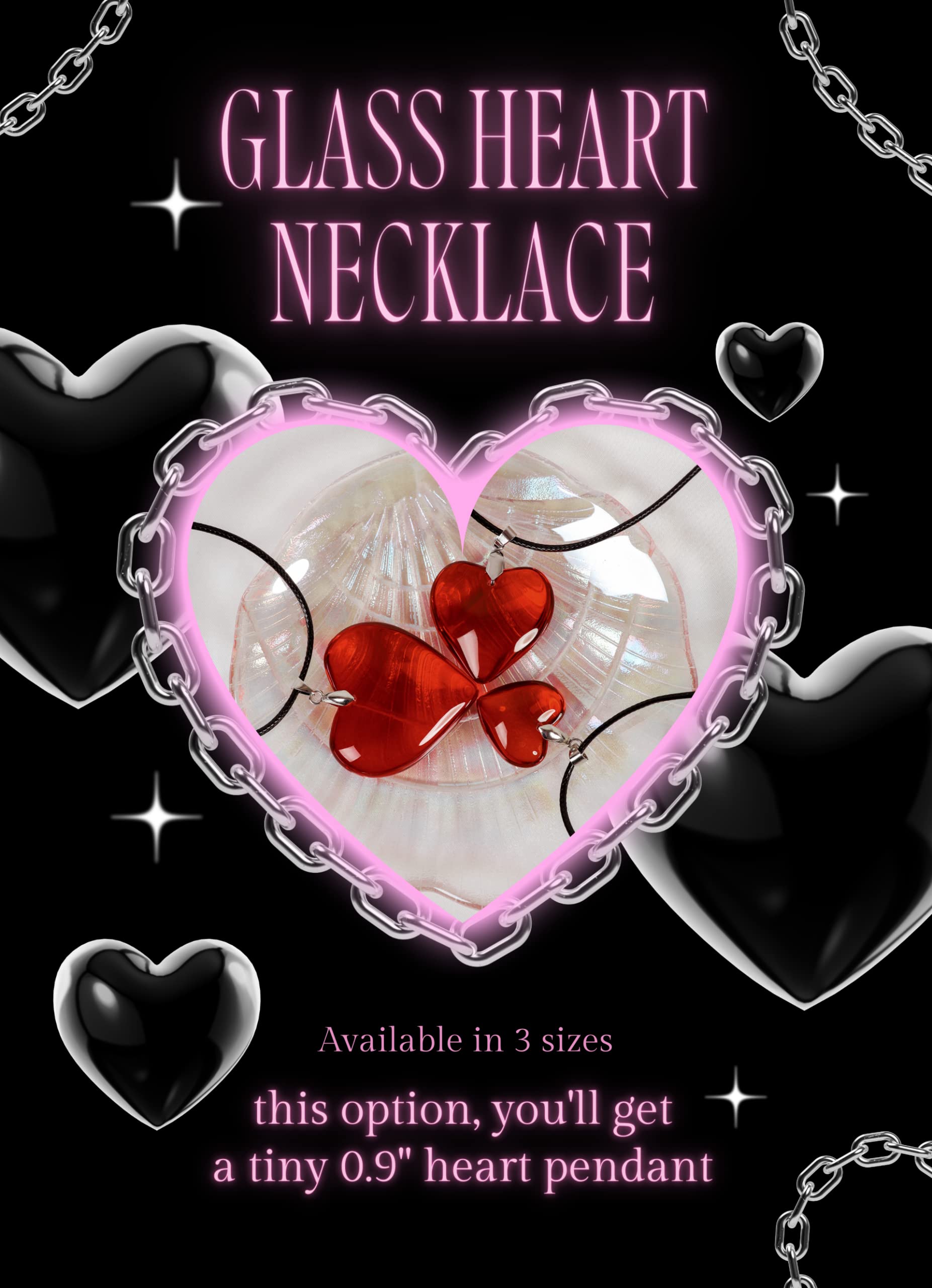 OJERRY Summer Essentials Aesthetic Red Glass Heart for Teen Girls, Women Trendy Stuff