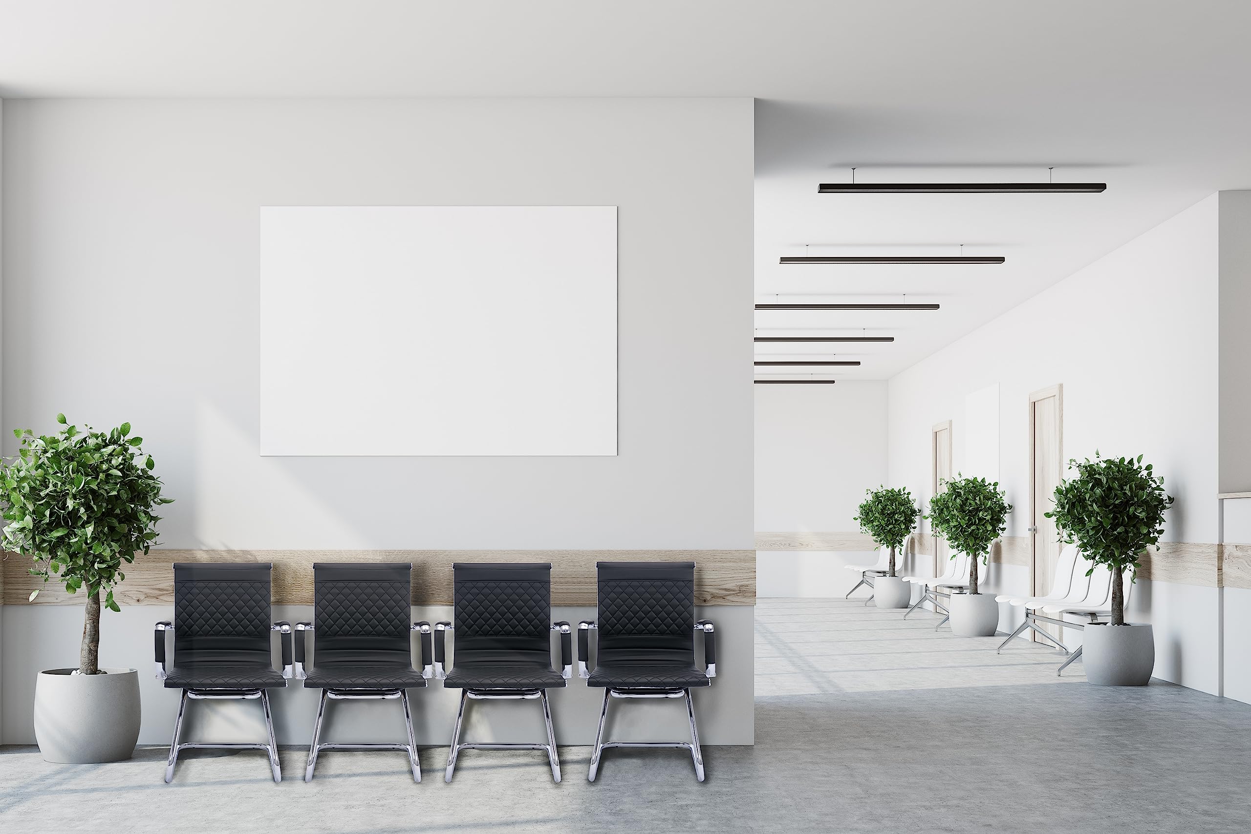 BESTANO Office Guest Chairs Reception Chairs Waiting Room Chairs Set of 4 Conference Room Chairs with Mid Back, Modern PU Leather Desk Chairs, Black